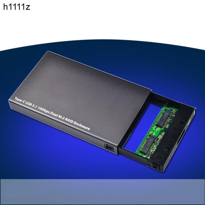 Boîtier'interface NGFF double Type C à M2 SSD, carte Raid, USB 3.1 Gen2 ...