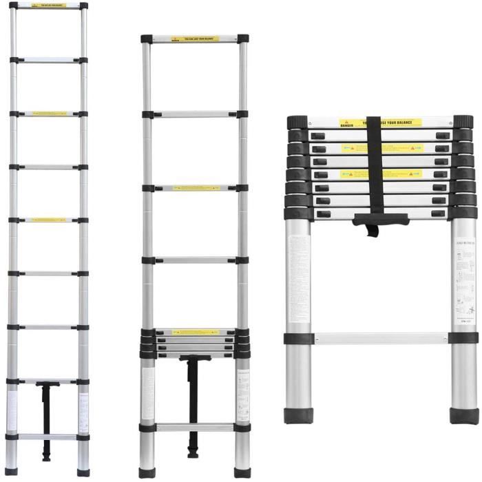 Escabeau télescopique extensible en aluminium robuste et multi-usage ...
