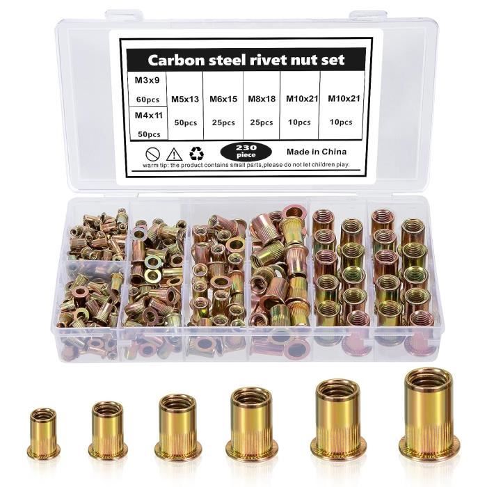 Rivet Écrous En Acier Carbone Inserts Filetés Écrou Aveugle Inox Tête ...