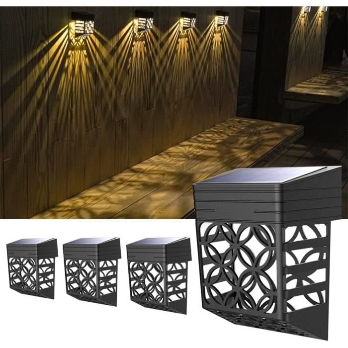 Lampes Solaires Pour Clôture, Lot De 4 Lampes Solaires Extérieures, Ip 54 Appliques Murales ...