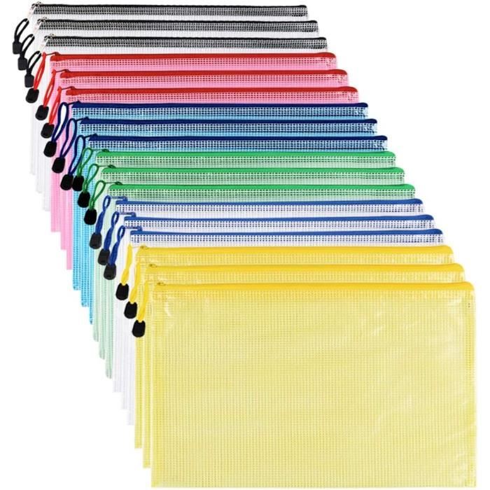Lot de 18 pochettes A3 en plastique à maillage avec fermeture zippée ...