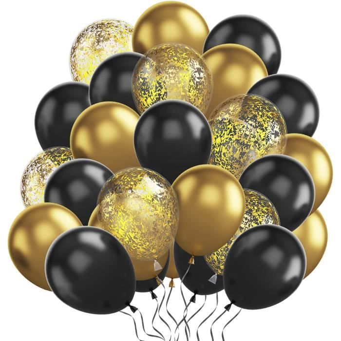 Ballon Noir et Or, 30Pcs Ballon Anniversaire Noir et Or, Helium Pour ...