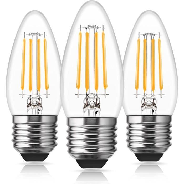 Ampoule Filament Bougie LED E27 C35,Ampoules à Bougie à Vis Edison E27 Vintage,4W équivalent à ...