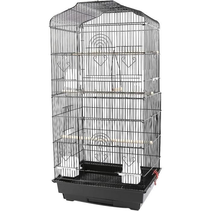 Volière Cage à Oiseaux Grande Volière Cage Oiseaux 46×35.3×92 cm, Noir ...