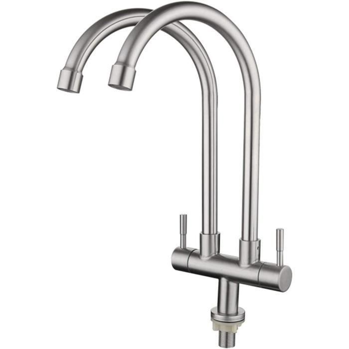 Robinet d'évier à double levier en acier inoxydable 304 - N1957 ...
