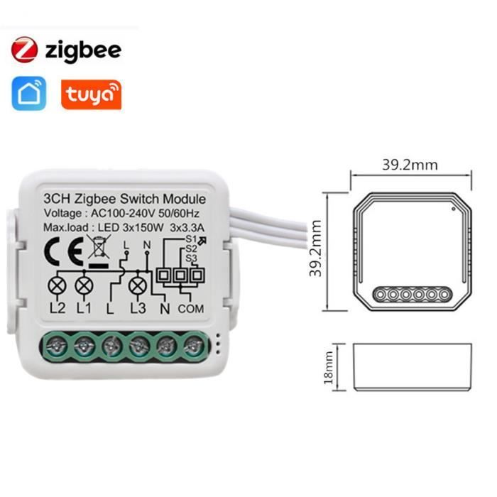3Gang Zigbee neutre - Mini Module commutateur'éclairage intelligent ...