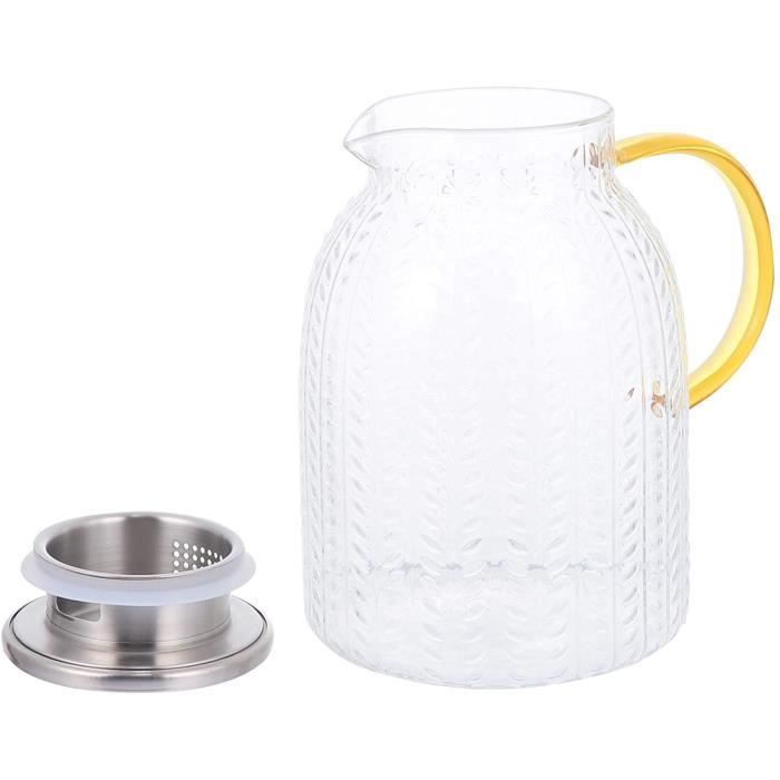 Hemoton 1800ML Pichet en Verre Thire avec Infuseur en Acier Inoxydable ...