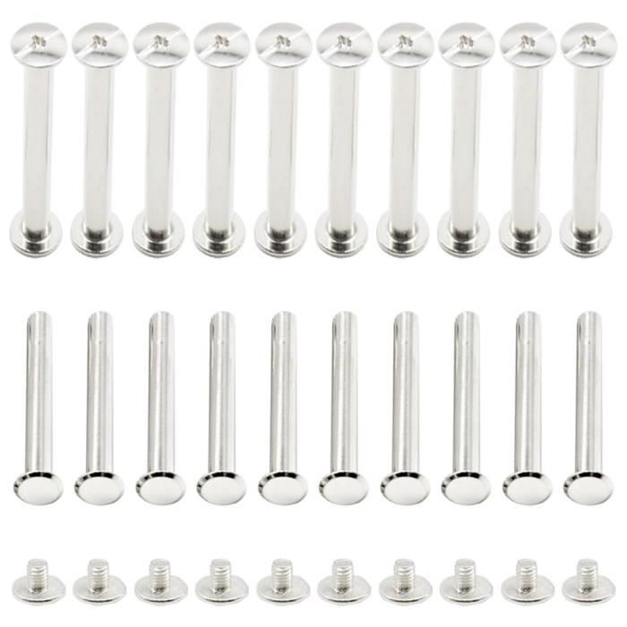 Lot De 50 Vis Pour Reliure M5 X 45 Mm Vis À Tête Plate En Argent Vis ...