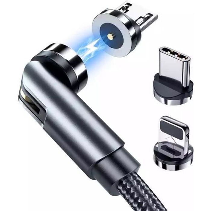 Câble Magnétique 1m Chargeur Aimanté 3 en 1 Charge rapide cable en ...