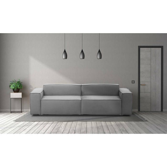 Dmora - Canapé fixe 3 places Argo, 260x95xh70 cm, Gris - Cdiscount Maison