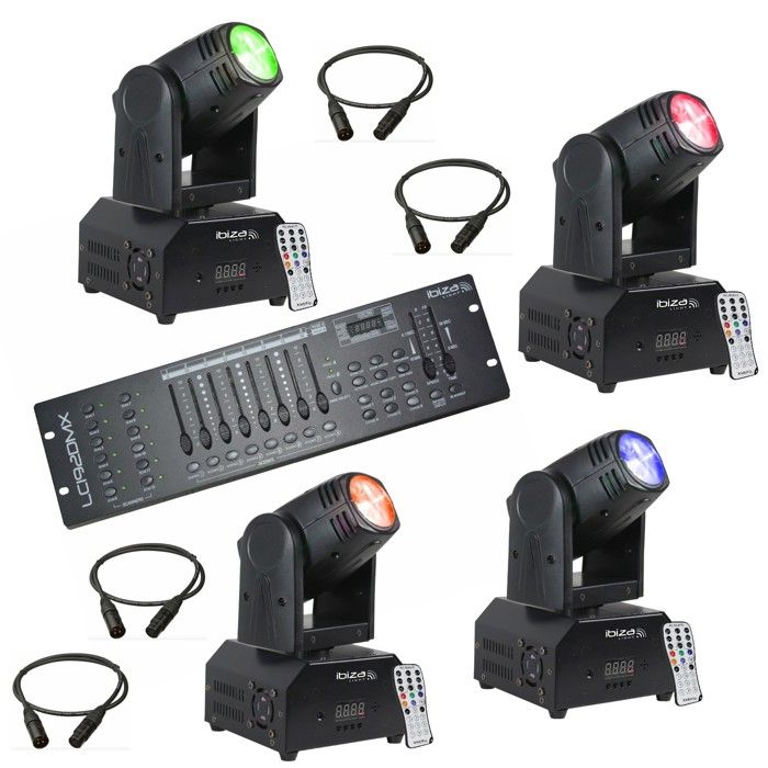 Pack Lumière 3 Lyres LMH250-RC IBIZA LIGHT DMX + 1 Console LC192DMX ...