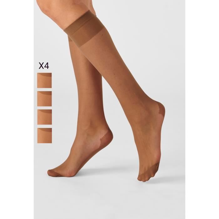 Damart - Lot de 4 paires de mi-bas mousse 20D - Ambre - Femme Ambre ...