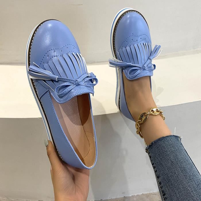 Nouvelle plate-forme plate décontractée chaussures paresseuses bout ...