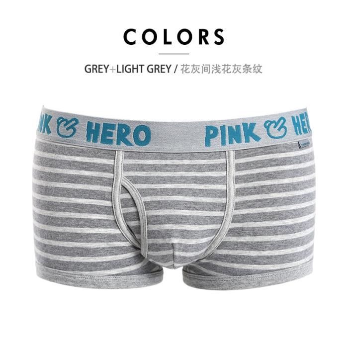 Boxer Hero rose pour homme - Sous-vêtement en coton à rayures unies ...
