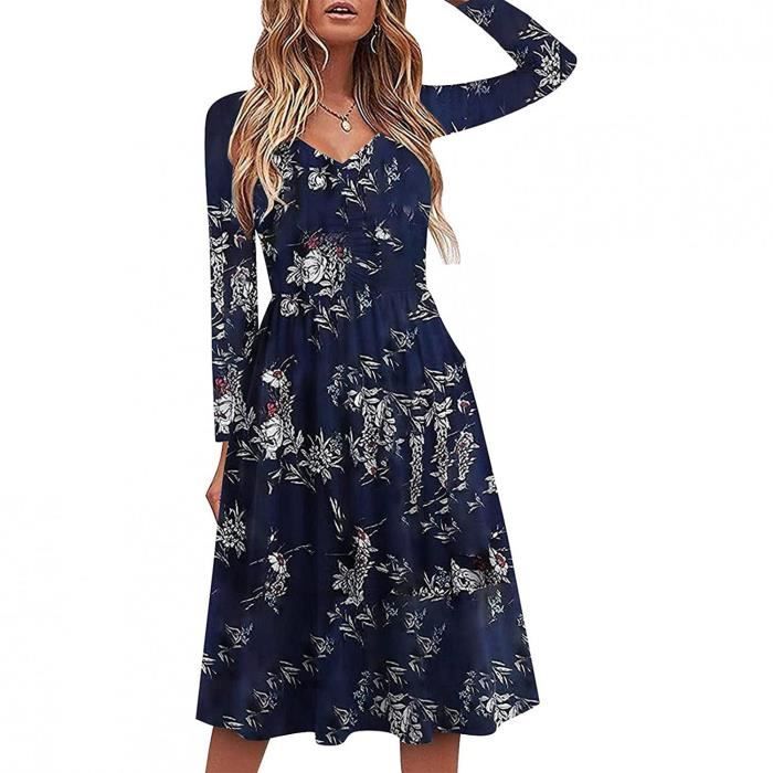 Minetom Femme Robe Sexy à Bretelles Été Chic Sans Manche Col V Genoux