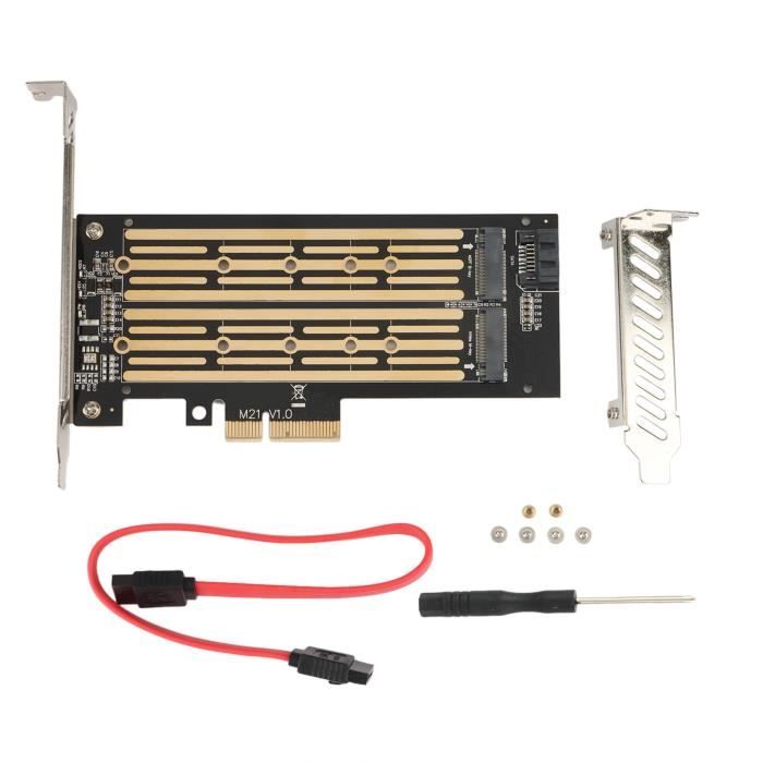 Adaptateur M.2 NVMe et SATA NGFF SSD Vers Carte Riser PCIe M + B avec Câble SATA Extension PCI 3 ...