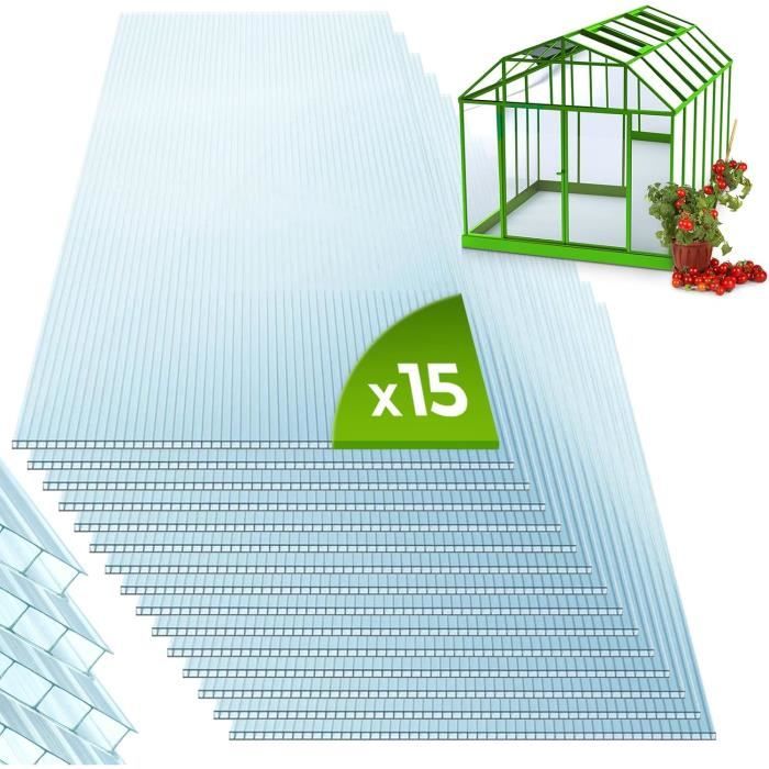 Jago Lot de 15 Plaques en Polycarbonate - à Double Paroi, Épaisseur 4 ...