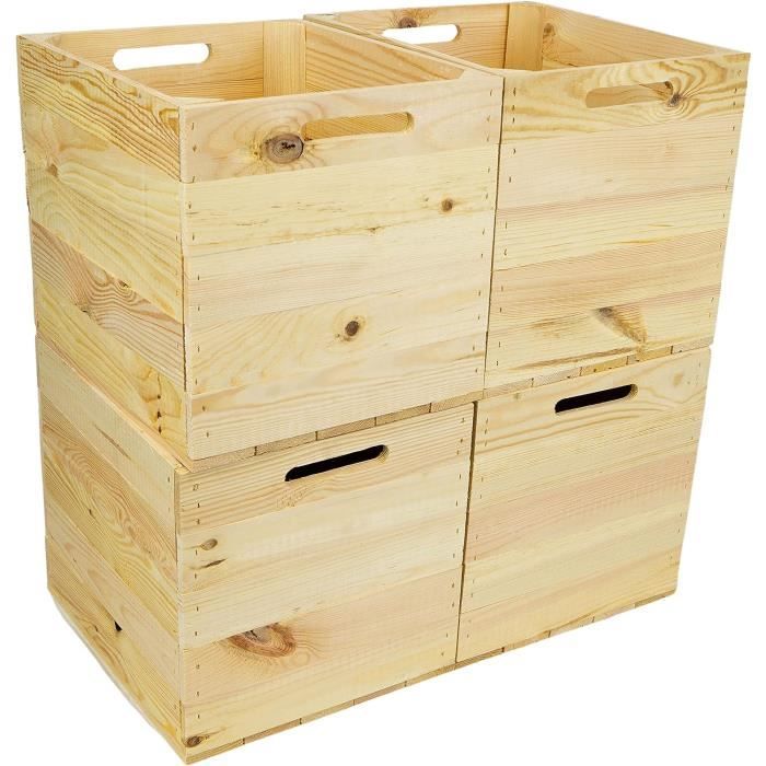 Lot De 4 Caisses De Rangement En Bois - Tiroirs - Compatible Avec ...