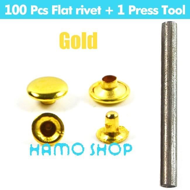 RIVET,Flat Rivet Gold-10mm--Goujons en métal de toutes les tailles, 100 ...