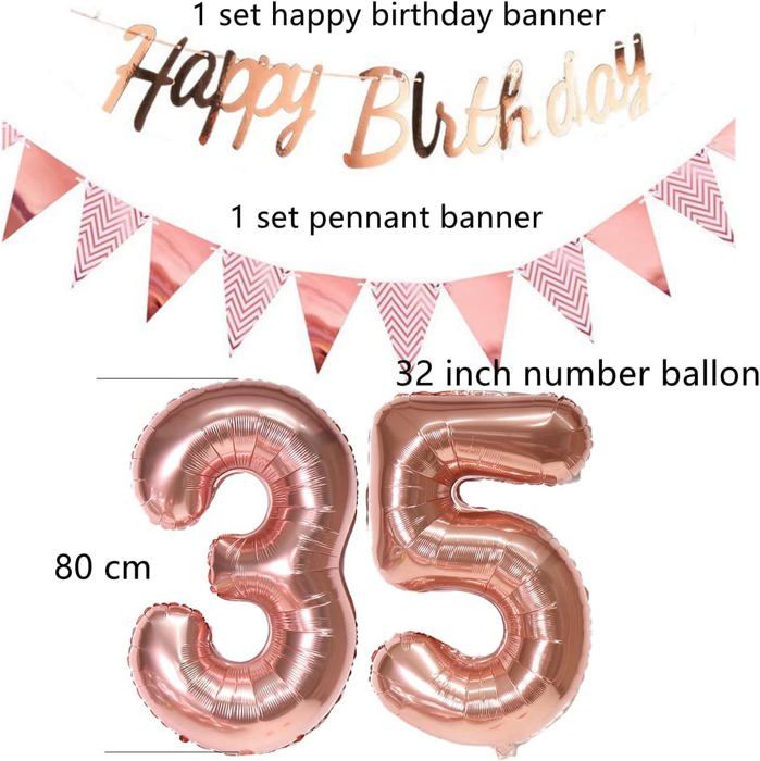 Ballon 35 ans anniversaire Femme Or rose Decoration Anniversaire Femme ...
