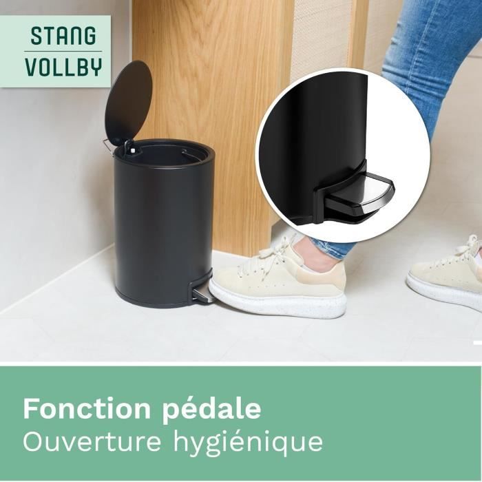 STANGVOLLBY Poubelle Salle de Bain Noir 5L Kallax Poubelle Toilette WC Mini Poubelle 5 Litres ...