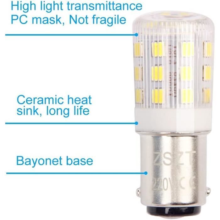 Ba15D Led 220V Ampoule De Machine À Coudre,5W Blanc Froid 6000K Double ...