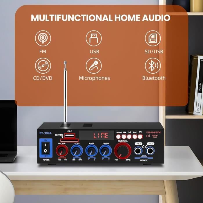 Amplificateur Bluetooth - GENERIC - 800W - 2.0 Canaux - Contrôle des ...