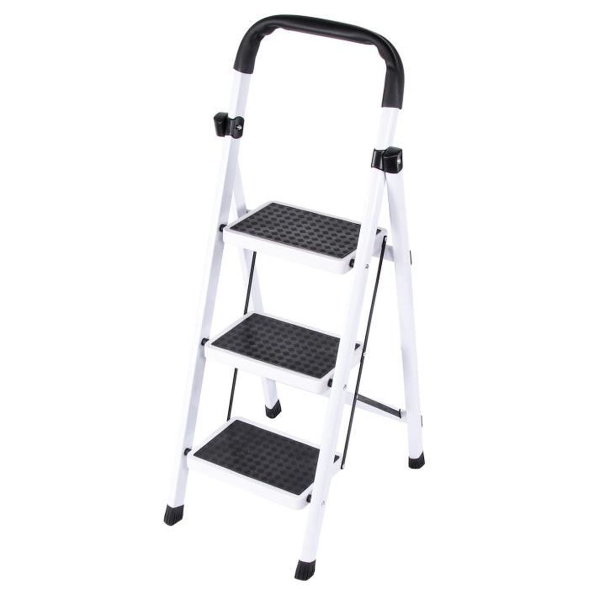 Escabeau 3 marches pliable Échelle avec Poignée Charge 150 kg - Noir et ...