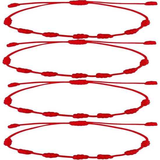 Bracelet rouge 7 nœuds avec œil turc - Porte-bonheur et protection pour couples et amitié 7 ...