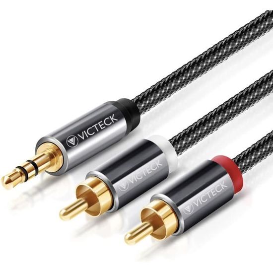 [2M] Câble Jack Audio 2M, Nylon Tressé Jack Stéréo 3.5mm Mâle vers 2 ...