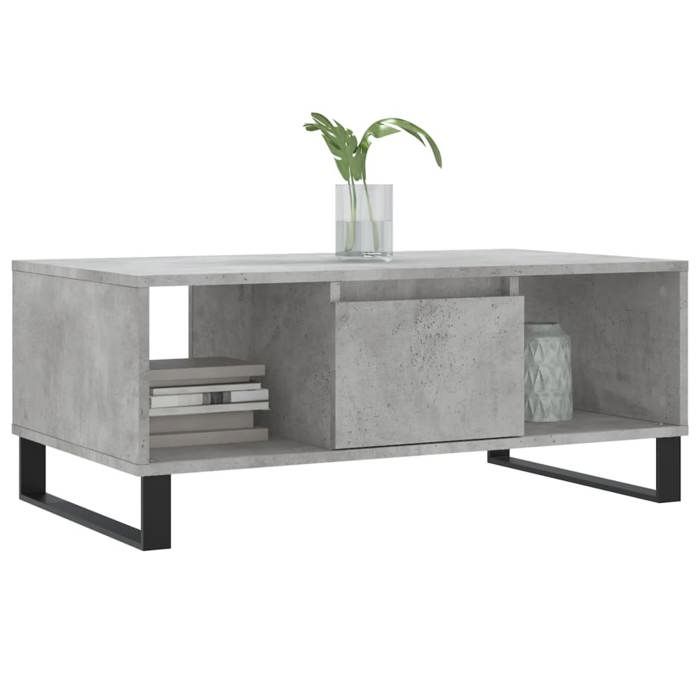Table basse - BDM - Gris béton 90x50x36,5cm Bois d'ingénierie ...