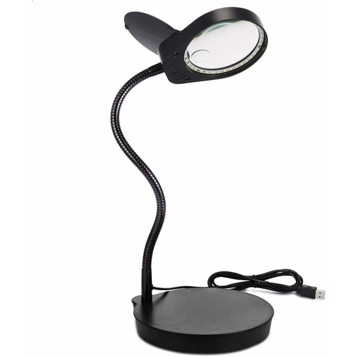 Loupe sur Pied 3X 10X, Lampe Loupe LED, Support, Idéale pour Lecture et ...