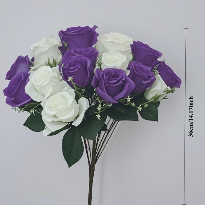 Fleurs artificielles - Roses - Violet et Blanc - Résistantes aux ...