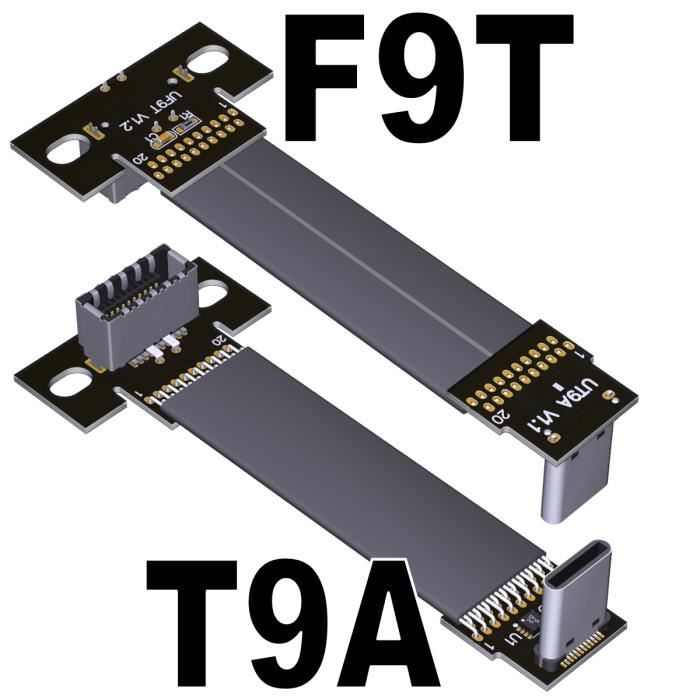 F9T-T9A-80cm Câble plat de 20Gbps USB 3.1 3.2 type e mâle vers USB3.2 ...