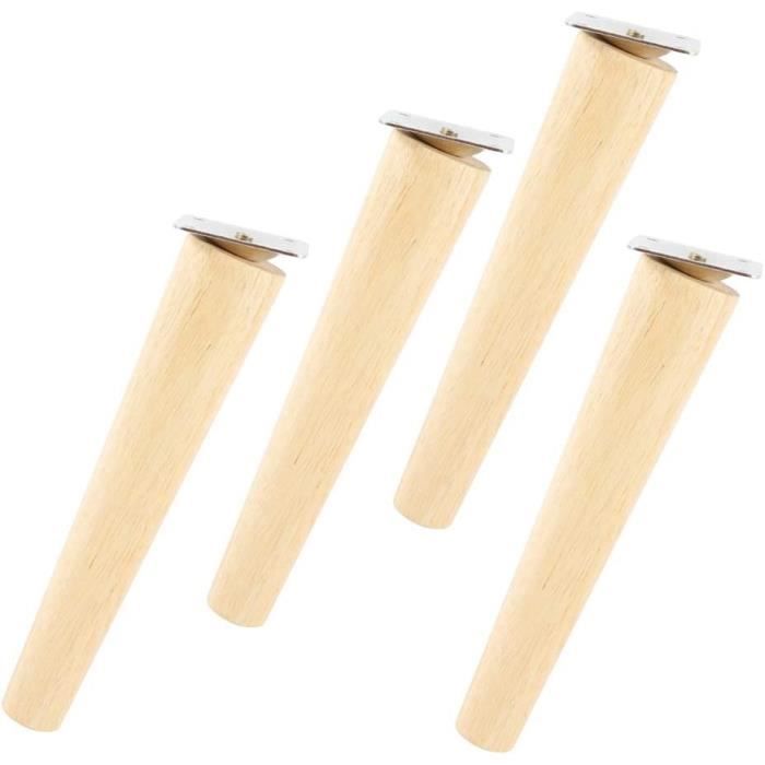 Pieds De Chaise en Bois, Pied De Meuble Bois Rond, Pack De 4 Pieds De ...