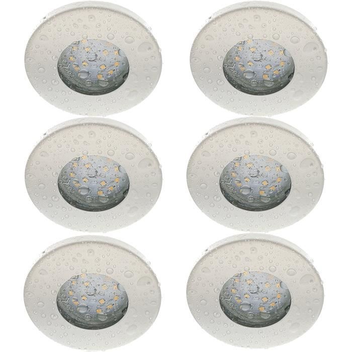 6 ensemble IP44 Spots LED encastrés, éclairage encastré TG6729IP-066-6W ...