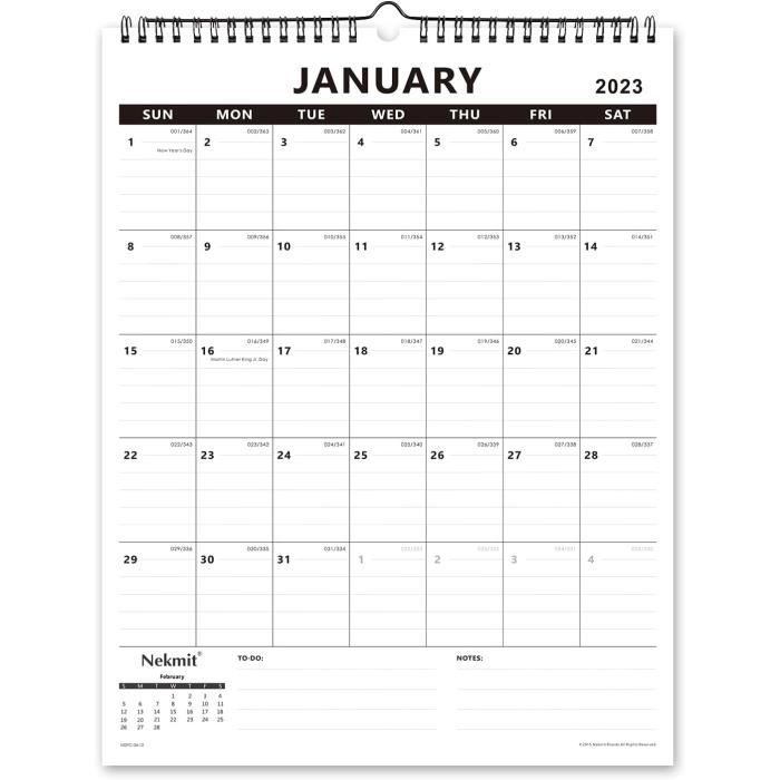 Calendrier mural mensuel annuel, à spirales, pour plan et emploi du ...