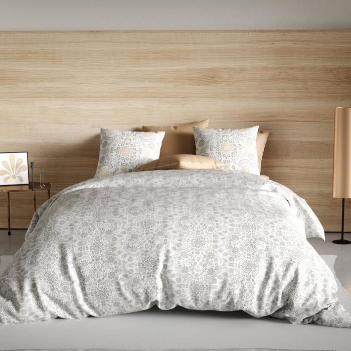Housse de couette 260x240 Vishka cèdre + 2 taies 100% coton 57 fils ...