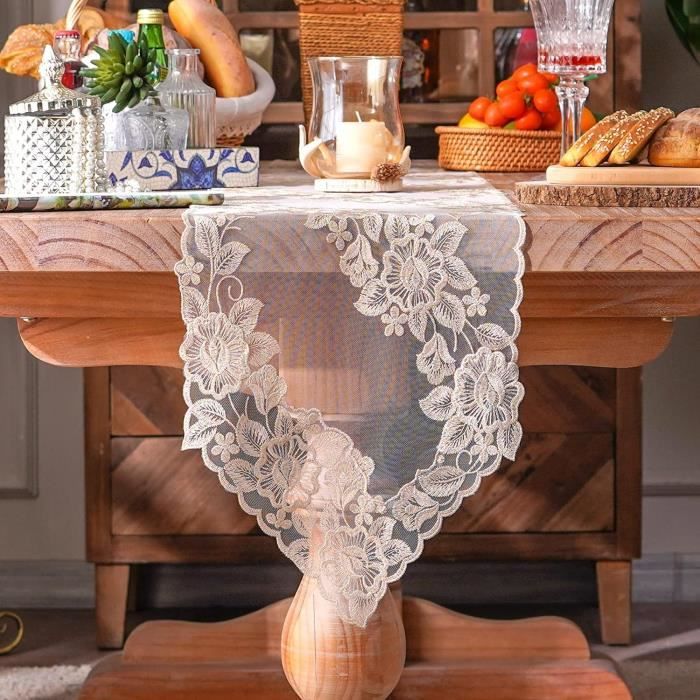 Dentelle Rose Rectangle Table Drapeau Nappe Pastorale Rétro Exquise ...