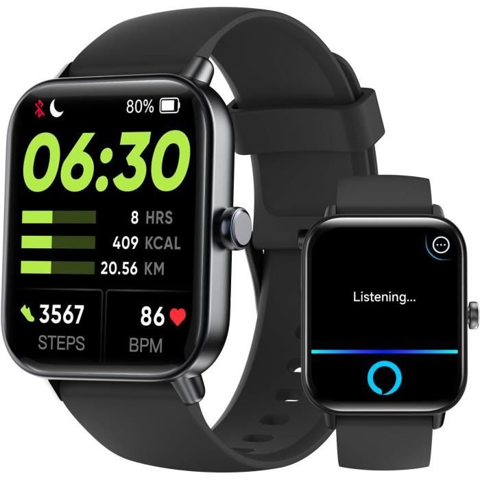 Montre Connectée Homme Femme [Alexa intégrée-Appel Bluetooth],1.8 ...