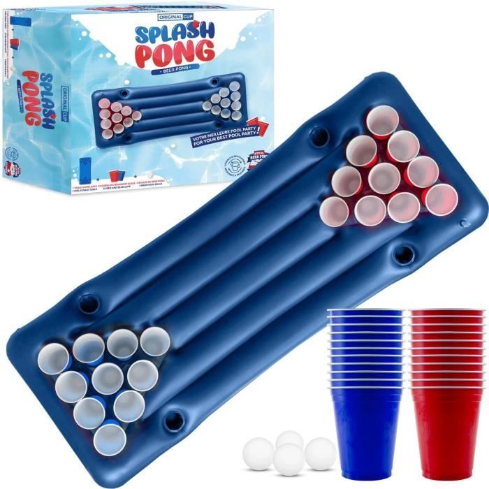 Splash Pong® | Table Beer Pong Gonflable Officielle + 22 Cups (11 ...