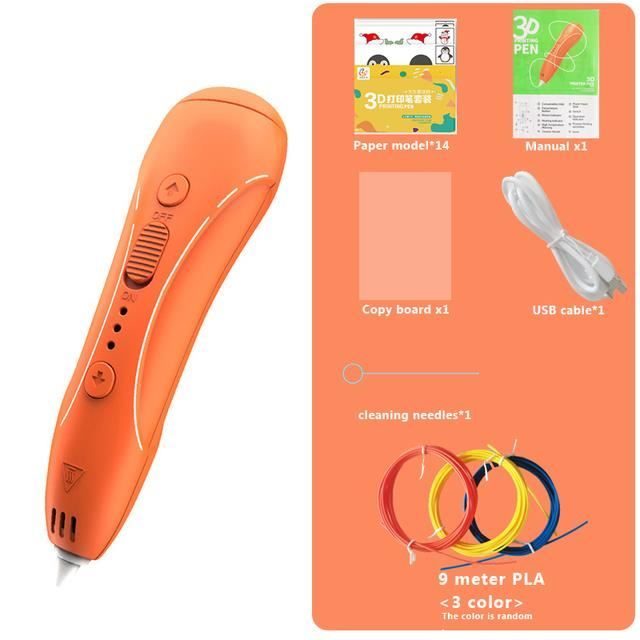 Stylo imprimante 3D,ORANGE--Ensemble de stylos'impression 3D pour enfants, stylo de dessin ...