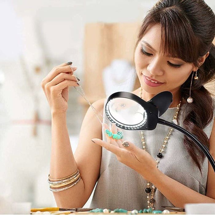 Loupe sur Pied 3X 10X, Lampe Loupe LED, Support, Idéale pour Lecture et ...