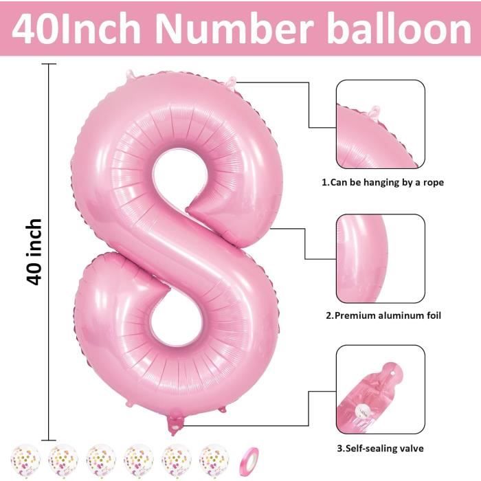 Ballon Anniversaire 18 Ans Rose - Foil Helium Numéro Ballons - 6Pcs ...