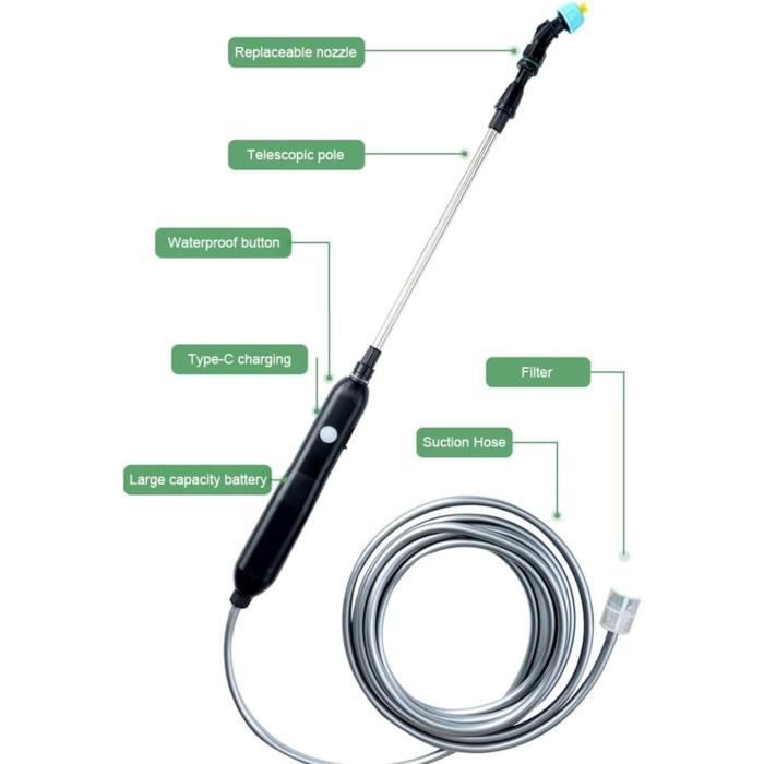 Lance Télescopique Pulvérisateur Electrique Haute Pression, Lance De Pulvérisation Avec Tuyau ...