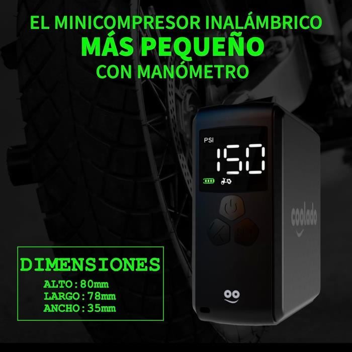 Coolado tPump XS Le Plus Petit Mini Compresseur Portable avec Manomètre ...