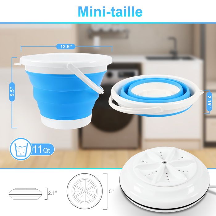 Mini Machine à Laver Pliable en Bleu – Lavage Compact et Pratique ...