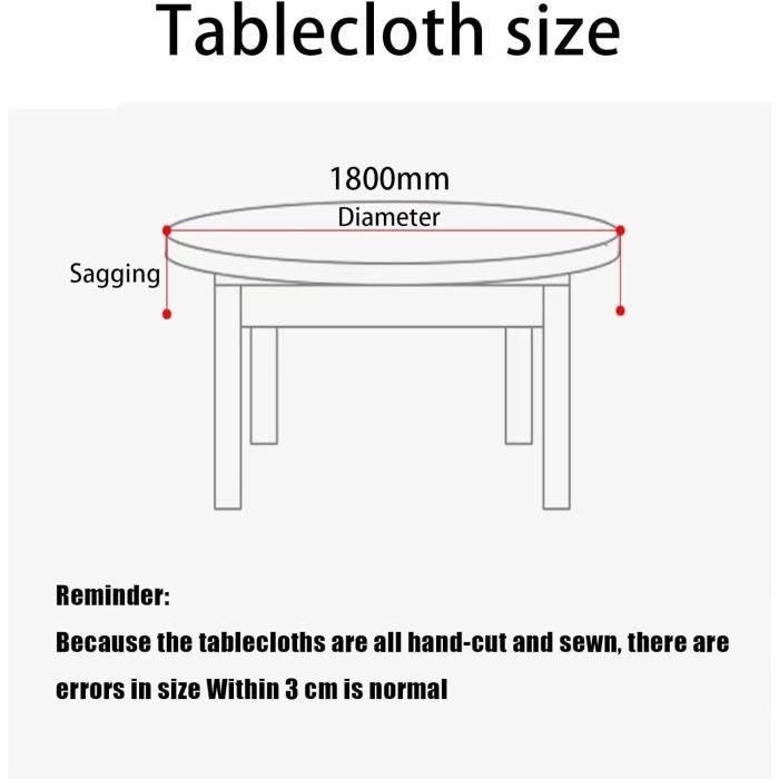 Nappe Table Ronde,Nappe Exterieur Impermeable,Résistante À La Poussière ...