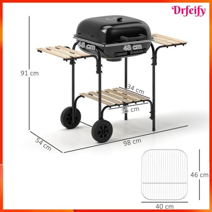 Barbecue à charbon - AKOZON - 11488 - Surface 1840 cm² - Couvercle ...