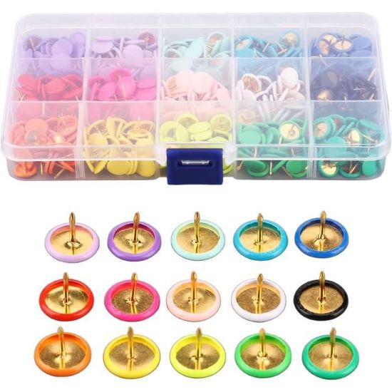 Punaises mignonnes, punaises à tête plate caoutchoutées fil d'acier en ...